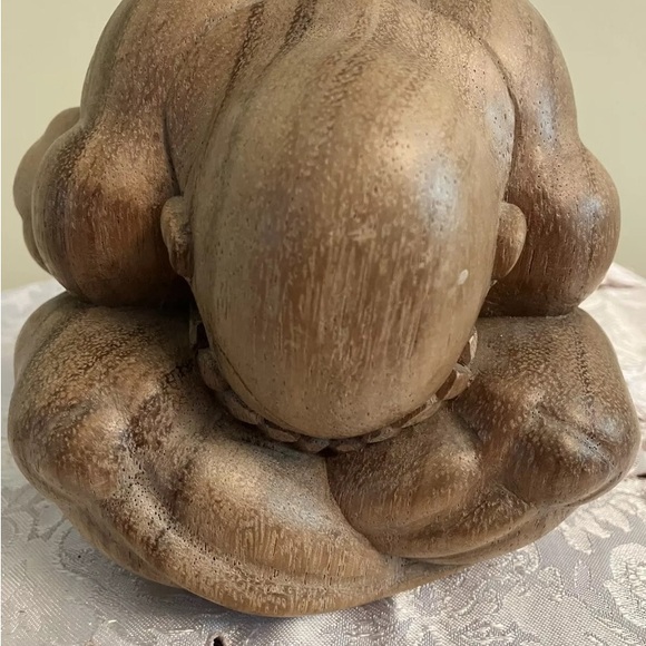 Art | Weeping Buddha Hand Carved Wood Sculpture Yogi Man Figure | Poshmark